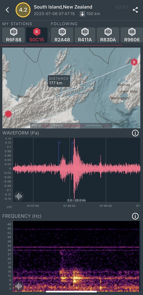 Local quake detected on Boom and 4D - RBOOM & Infrasound - Raspberry Shake