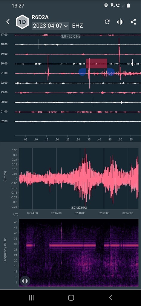 Time shift in selected region of 24-hr plot - Mobile App - Raspberry Shake